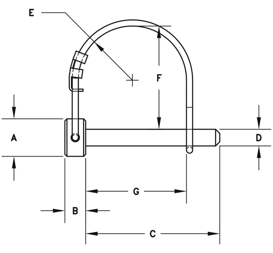 Round Wire Lock Pin Carbon Steel Zinc Finish